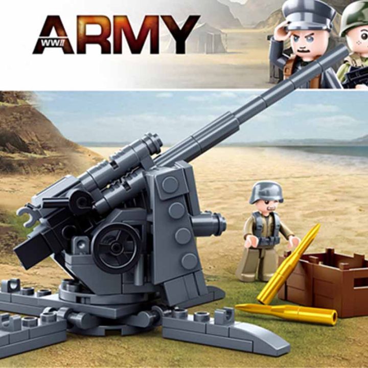 【COOL】 Sluban Building Block Toys Ww2 Army 88Mm Flak Anti-Tank Gun 115 ...