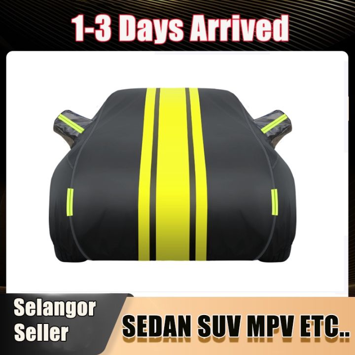 Black Car Cover Outdoor UV Protection Waterproof Penutup Kereta Myvi ...