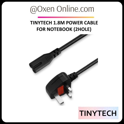 TINYTECH 1.8M, 3M POWER CABLE FOR NOTEBOOK (2HOLE) READY STOCK | Lazada