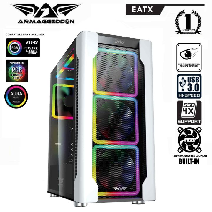 Armaggeddon Airstream S140 E-ATX See-Thru Side Panel Gaming PC Case | 4 ...