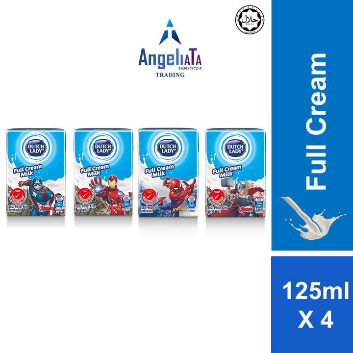 🥛Dutch Lady Marvel Avengers Full Cream Flavor 125ml x 4s UHT Dairy Healthy Milk Drink / Susu ...