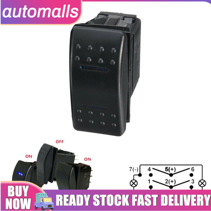 SUITU 【AUTOMALLS】Blue Led Rocker Switch 7 Pin ON OFF ON DPDT 3 WAY 12v ...