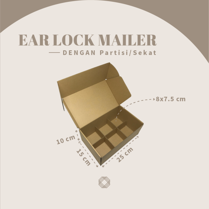 Ear Lock Box + Partisi 25x15x10 Isi 10 Pcs | Karton Kardus Box Pizza ...