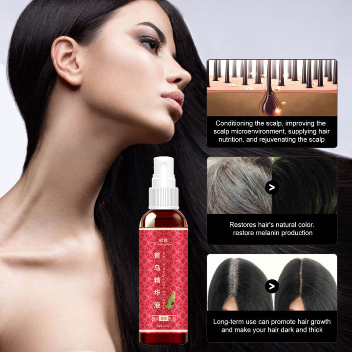 100ml Herbal Essence Spray Polygonum Multiflorum Black Hair Growth ...