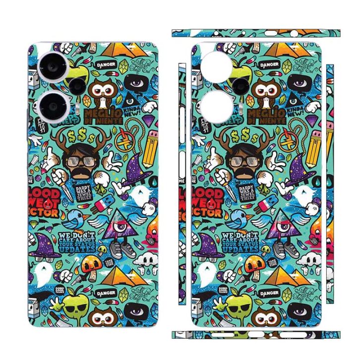 Xiaomi POCO F5 Cartoon Decal Skin Colorful Back Screen Protector Film ...