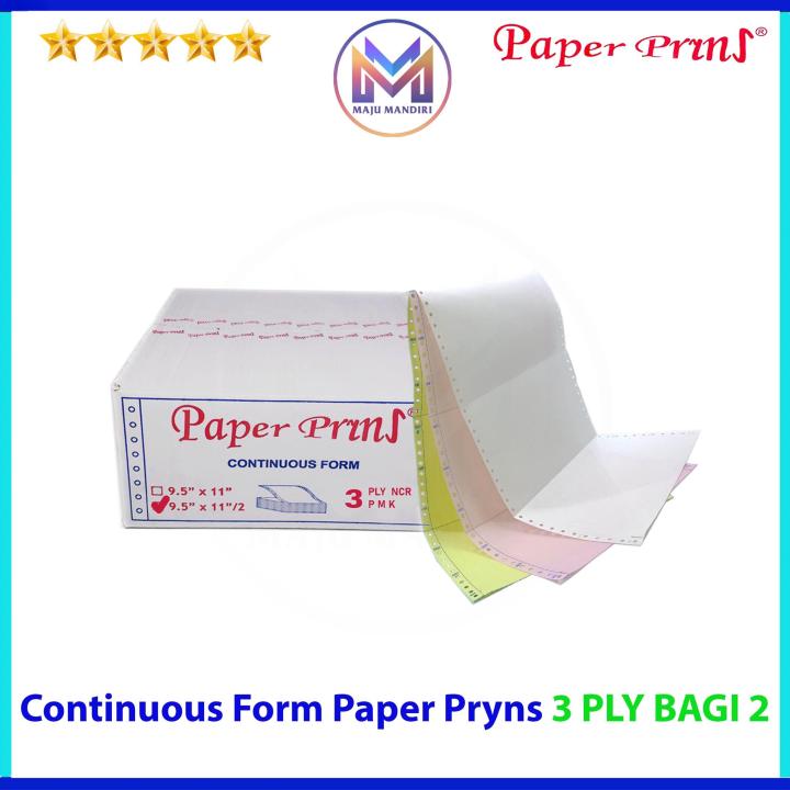 Kertas Continuous Form 3 Ply Bagi 2 Paperpryns / Ukuran 9,5x11/2 ...