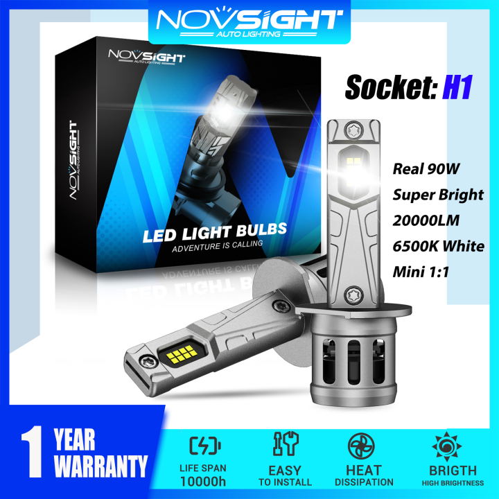 Novsight N63 LED Lights for Car H1 LED Headlight Bulb High/Low Beam Fog ...