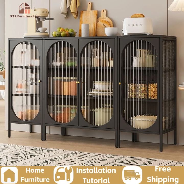 Steel sideboard living room cabinet storage cabinet kitchen tableware ...