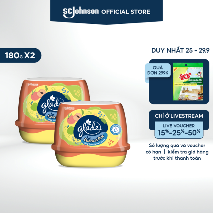 GLADE - BỘ 2 SÁP THƠM CAO CẤP HƯƠNG TÁO XANH & ĐÀO TƯƠI 180G x 2 | Lazada.vn