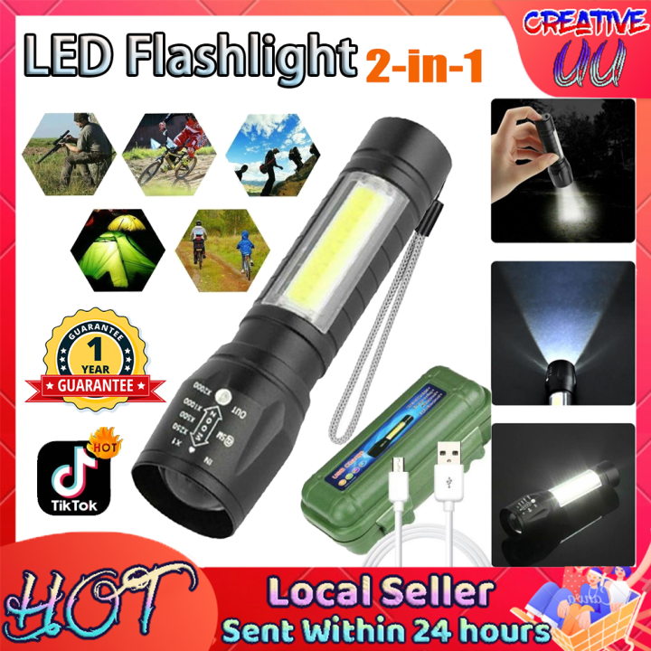 🔥【SG Ready Stock】🔥 Rechargeable Multi-Functional LED Torchlight ...