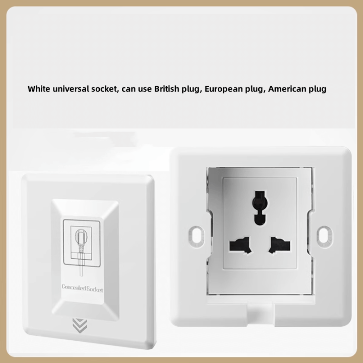 Eu universal plug 16A wall embedded socket panel hidden wall 220V ...