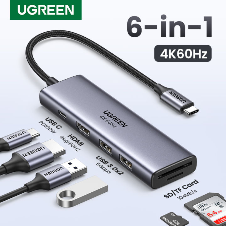 【4K 60Hz】UGREEN 6-in-1 5Gbps USB C Multiport Adapter HUB อุปกรณ์แปลงสัญญาณ for Macbook Air M3 ...