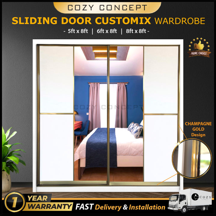 [FREE INSTALL] CUSTOM MIX Almari Baju Full Cermin /Mirror Wardrobe ...