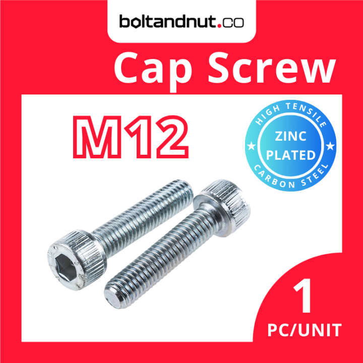 M12 Hex Socket Cap Screw DIN912 | Grade 8.8 High Tensile | Zinc Plating | M12 Screw | Skru Allen ...