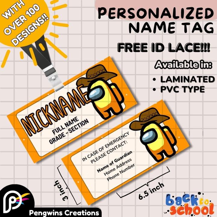AMONG US Designs - Customized PVC or LAMINATED School Name Tag for Kids ...