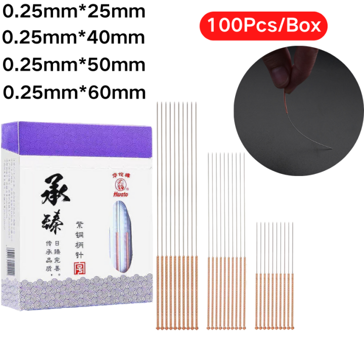 华佗牌穴位针灸针 0.25mm 100Pcs Sterile Acupuncture Needles Massage lancet ...
