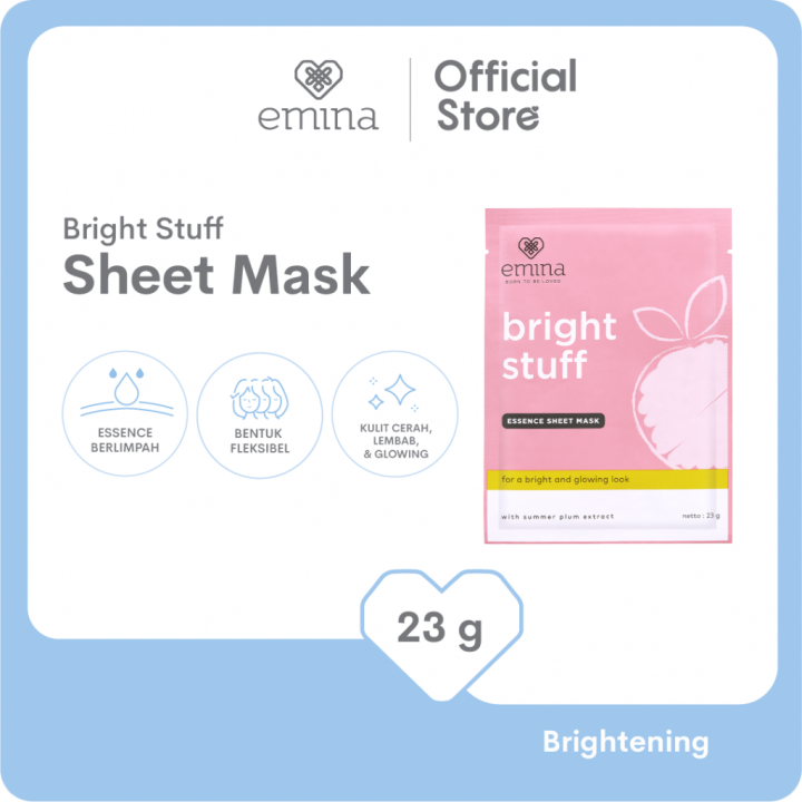 Emina Bright Stuff Essence Sheet Mask 23 g - Masker Wajah Cerah Kenyal ...