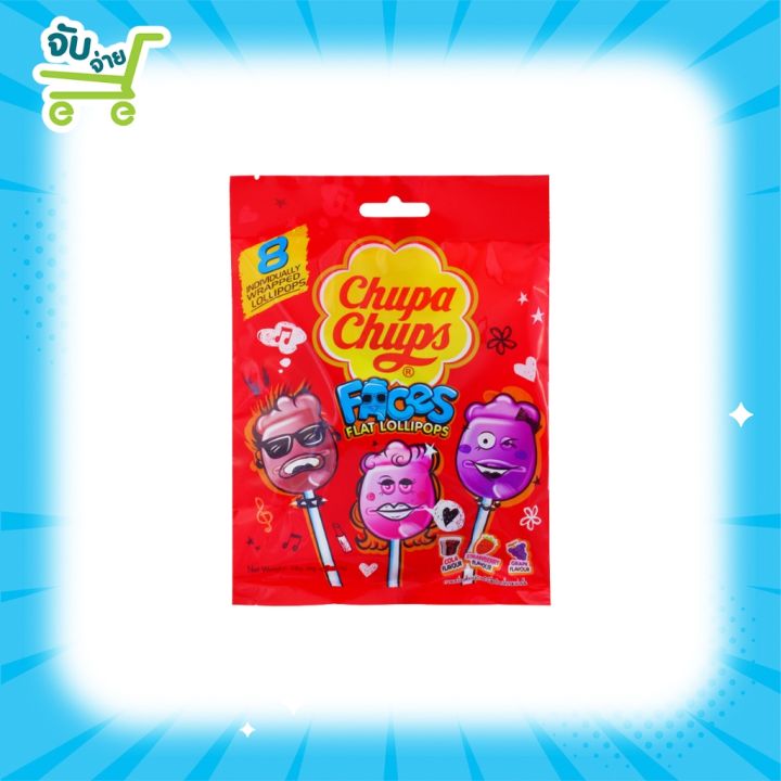 Chupa Chups Chuck Foces Flat Lolipops 48g จูปาจุ๊ปส์ซักค์เฟสอมยิ่ม 48 ...