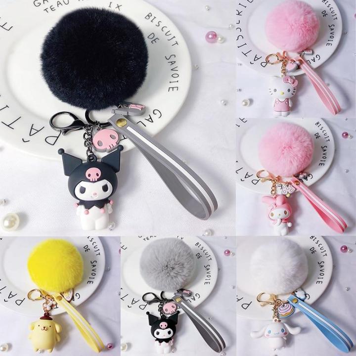 Kawaii Kitty Plushie Keychain Cartoon Kuromi My Melody Cinnamoroll Doll ...