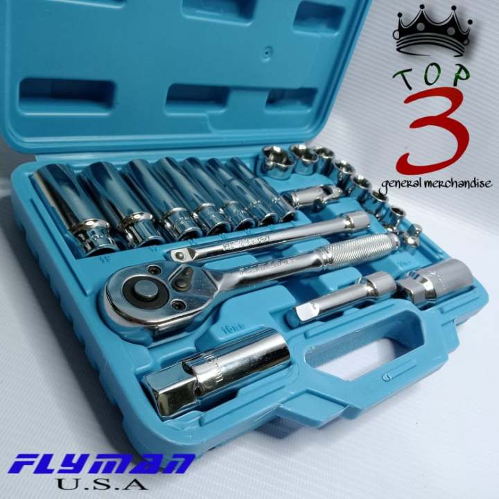 Flyman 21 Pcs. 3/8 Drive Socket Wrench Set | Lazada PH