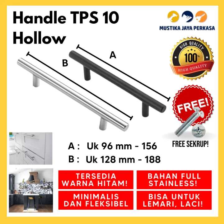 Handle Hollow Laci Stainless TPS 10 96-156 128-188 mm Tarikan Lemari ...