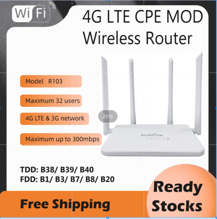 4G LTE Wireless Router CPE R103 5M Support Firewall Simple Operation ...