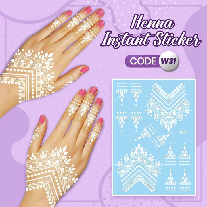 (Malaysia Stock) Henna Instant White/ Lace Tattoo Stickers Waterproof ...
