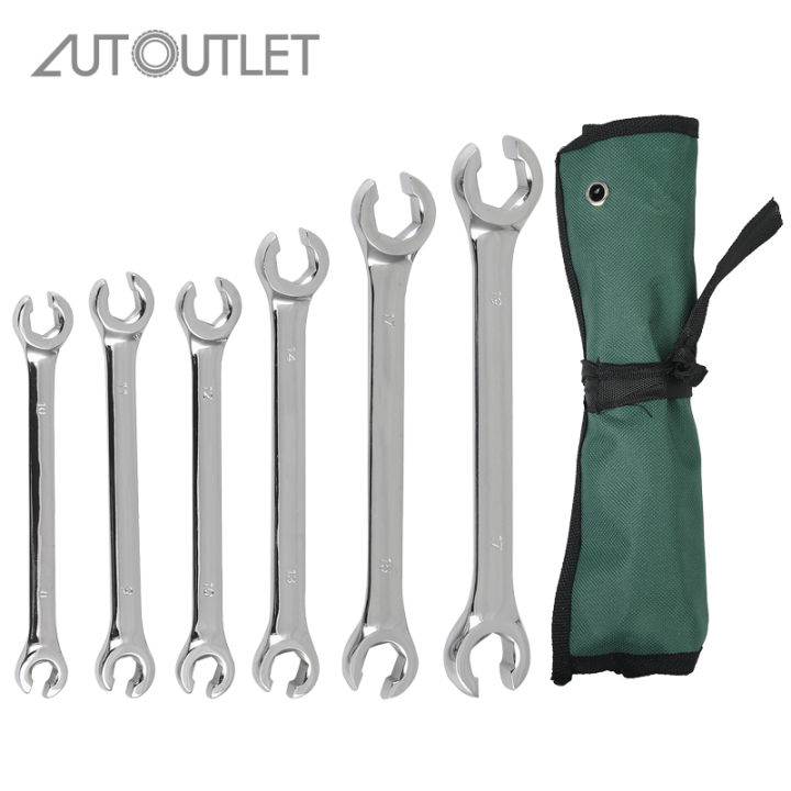 AUTOUTLET 6pcs 8-19mm Brake Pipe Gas Fuel Spanner Flare Wrench Open ...