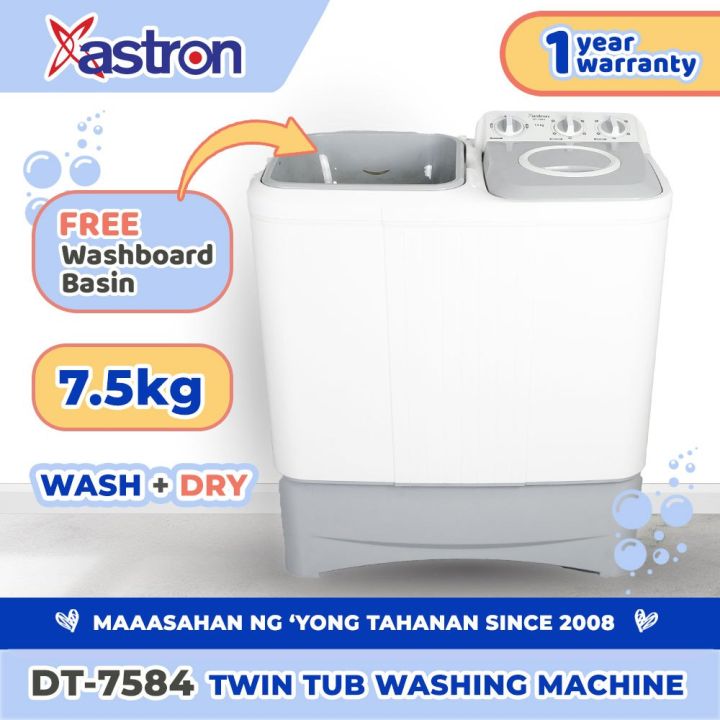 Astron DT-7584 Twin Tub Washing Machine (Gray) | 7.5 kg | Free ...