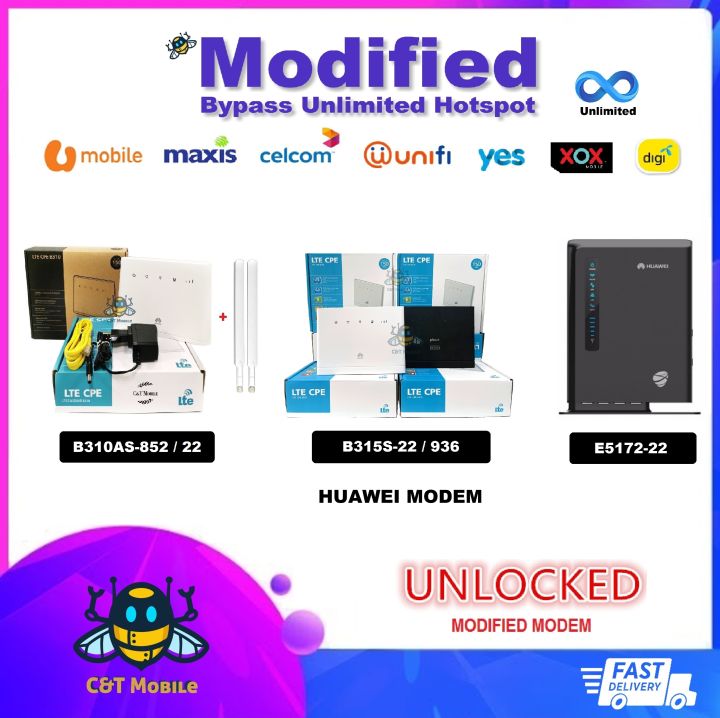 NEW HUAWEI MODEM B310 / B315 / E5172 MODIFIED UNLOCKED UNLIMITED WITH ...
