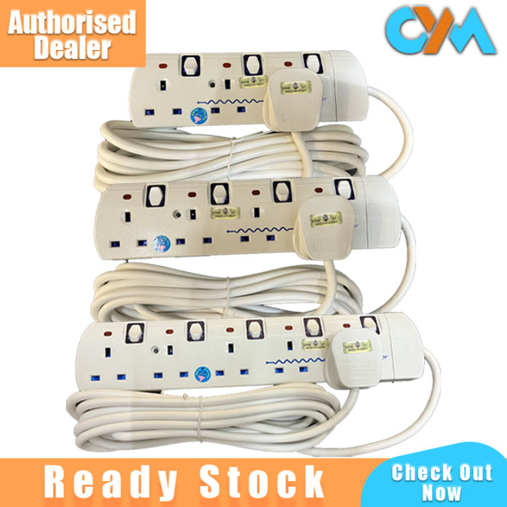 Ecobright [sirim] Trailing Socket Extension 5 Meter 3 4 5 Gang Socket Individual Switch