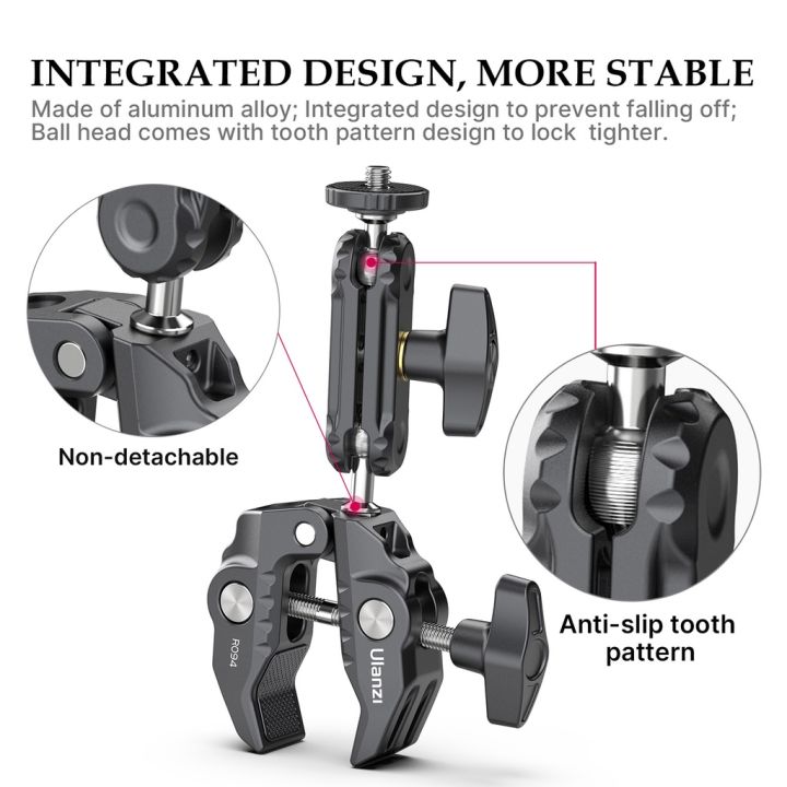 Ulanzi R094 Multi-functional Super Clamp Ball Mount Clamp Dual 360 ...