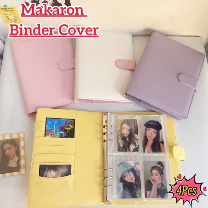 4 Pcs Photocard Binder Album Leather PU A5 Macaron Binder School Office Binder Cover Korea ...