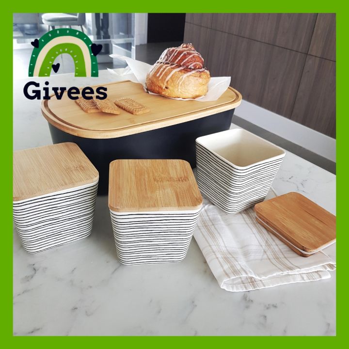 Compact Natural Bamboo Fiber Airtight Canister Set - Pack of 3 GIVEES ...