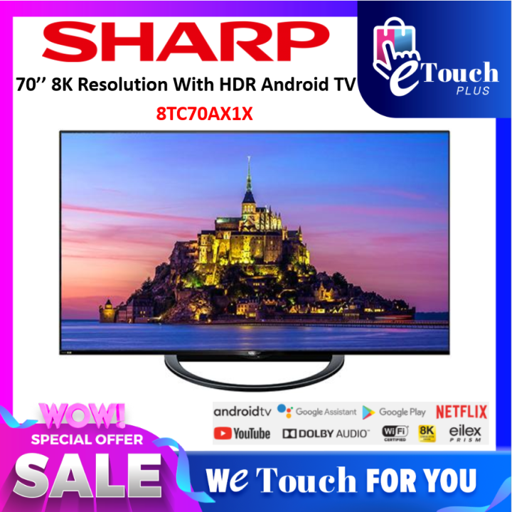 SHARP 70" 8K UHDR ANDROID SMART LED TV [ 8TC70AX1X ] | Lazada