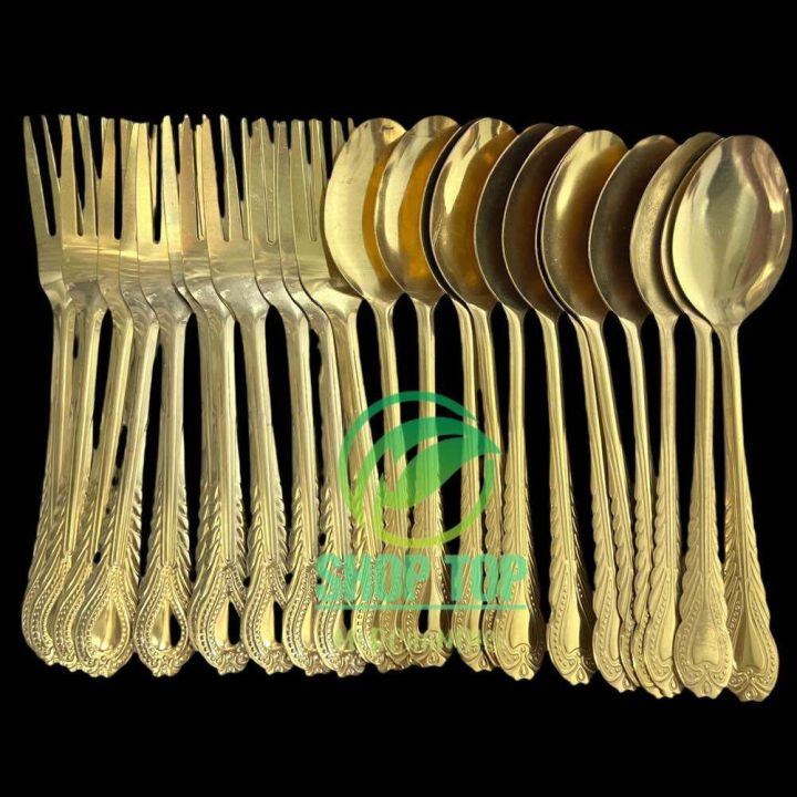 12pcs spoon 12pcs fork Gold plated elegant sppon and fork | Lazada PH