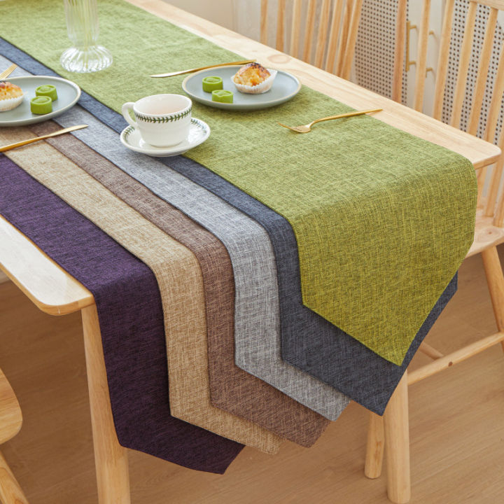 Solid Color Linen Table Runner Simple Modern Rectangular Home Light ...