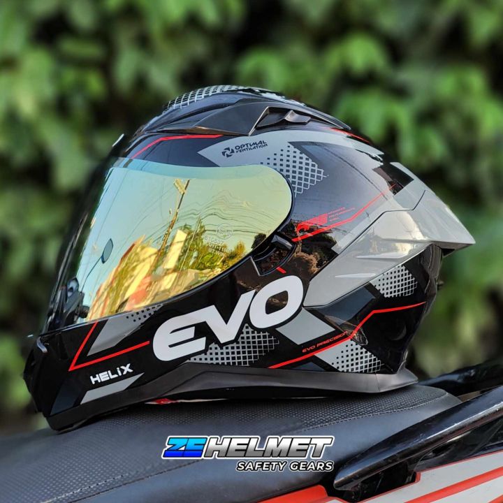 EVO M1-01 HELIX (Black/Gray/Red) FULL FACE - DUAL VISOR (with FREE ...