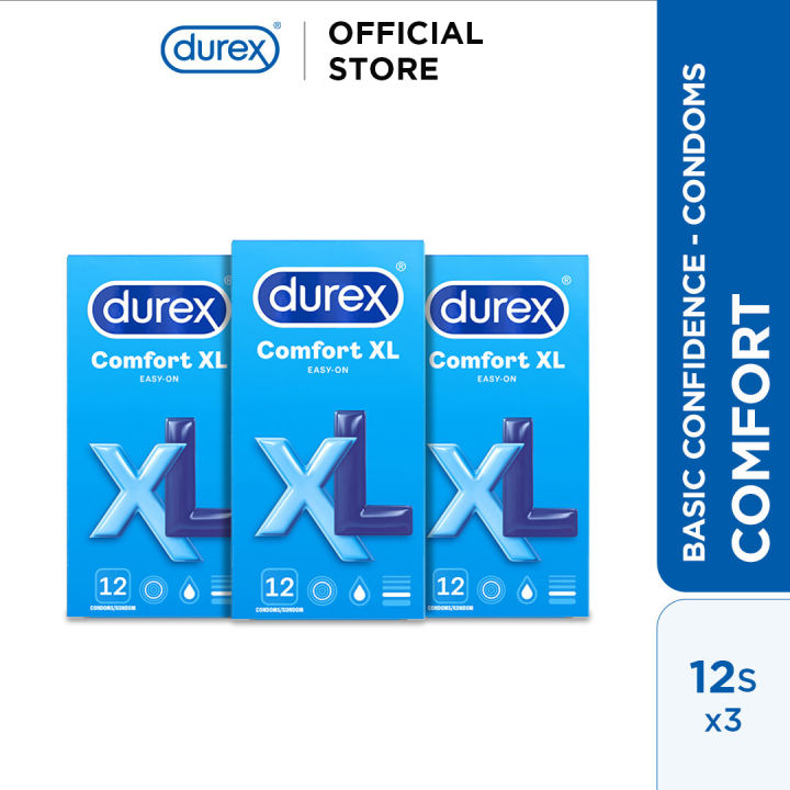 (Bundle of 3) Durex Comfort XL Condoms (Largest) | Pack of 12 For Men ...