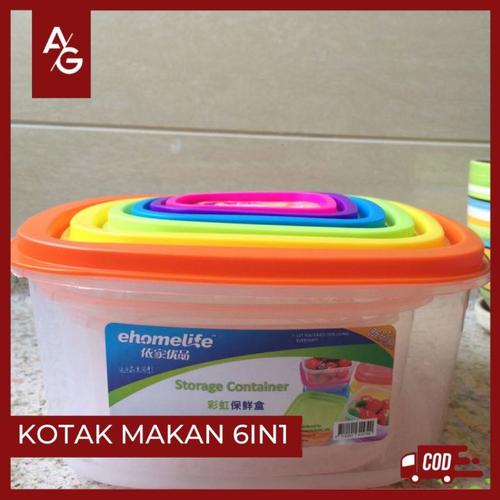 AG - Rainbow Food Container / Kotak Makan 6 IN 1 | Lazada Indonesia