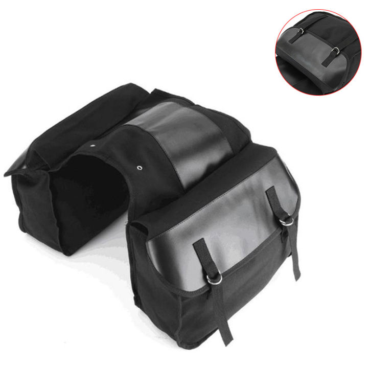 Motorcycle Touring Saddle Bag Black Canvas Waterproof Panniers ...