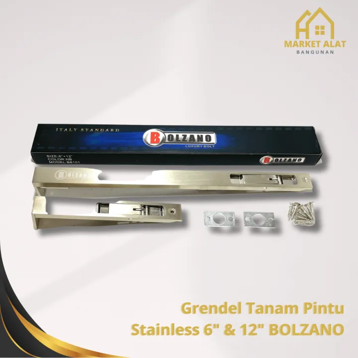 Grendel Tanam Pintu Stainless 6" + 12" BOLZANO / Slot Tanam Silver ...