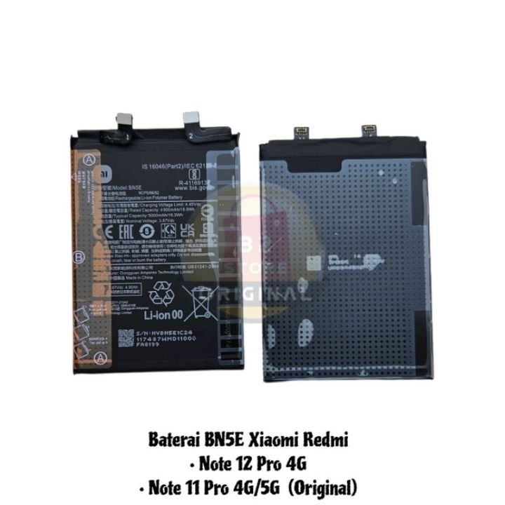 Baterai Battery Xiaomi BN5E For Redmi Note 11 Pro 4G/5G - Redmi Note 12 Pro 4G Original | Lazada ...