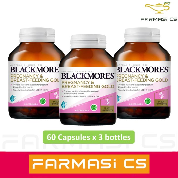 BLACKMORES Pregnancy & Breast-feeding Gold 60 capsules x 3 bottles EXP ...