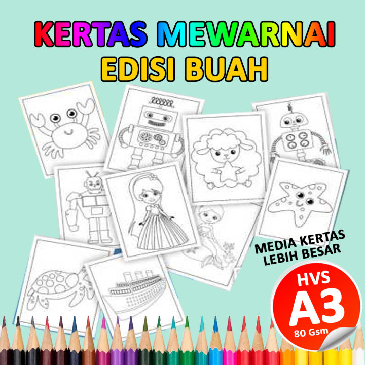Kertas Mewarnai A3 Best Produk Seller - Mewarnai Sketsa Edisi BUAH ...