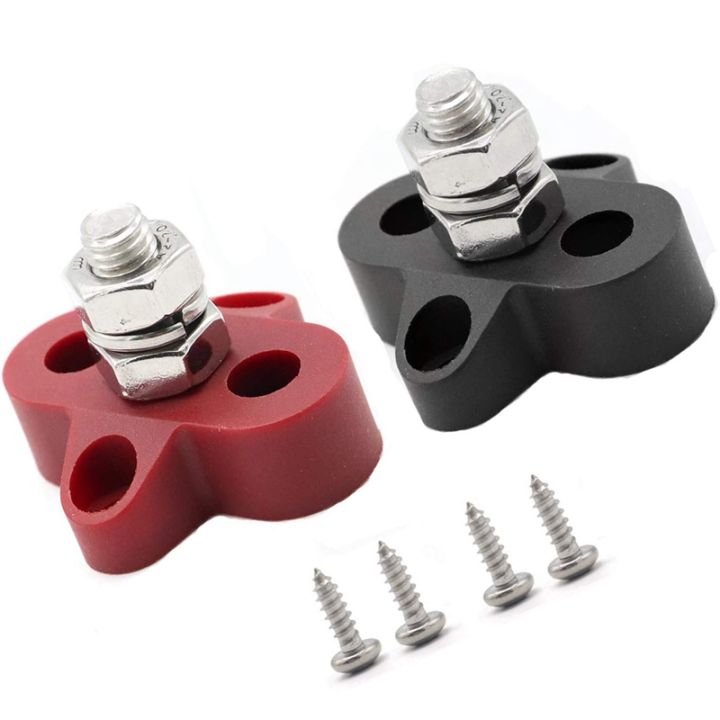 2Pcs 5/16 Inch DC 48V Busbar Power Terminal Block M8 Positive Negative Power Distribution Stud ...