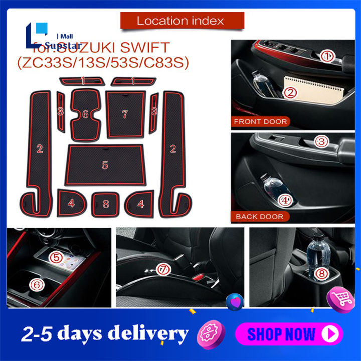 Cross Console Rubber Mat Center Console Mats 12PCS Front Console Liners ...