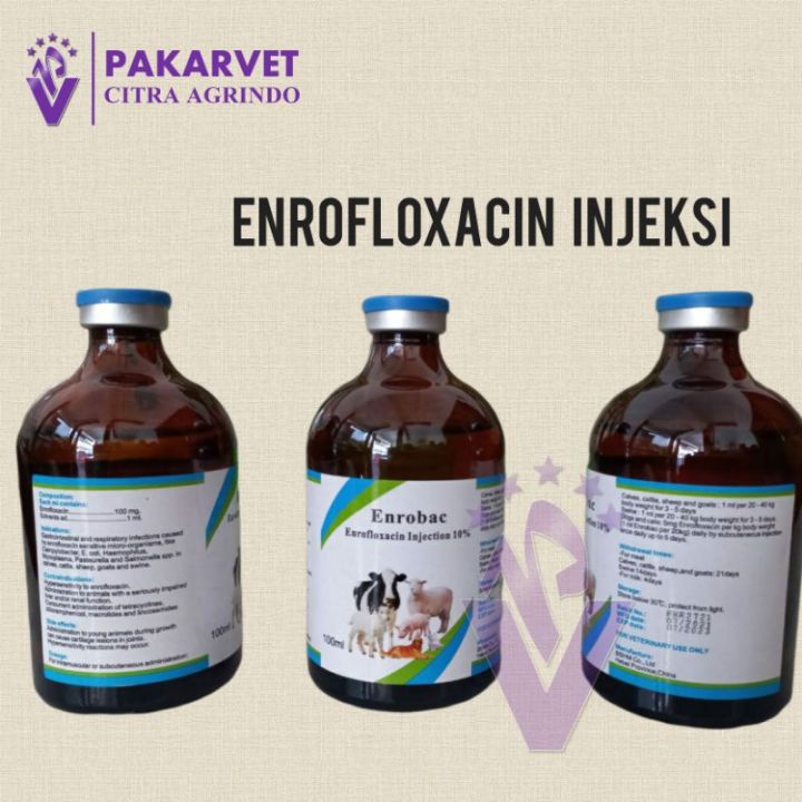 ENROBAC 10% 100ml enrofloxacin injeksi seperti interflox, roxine ...