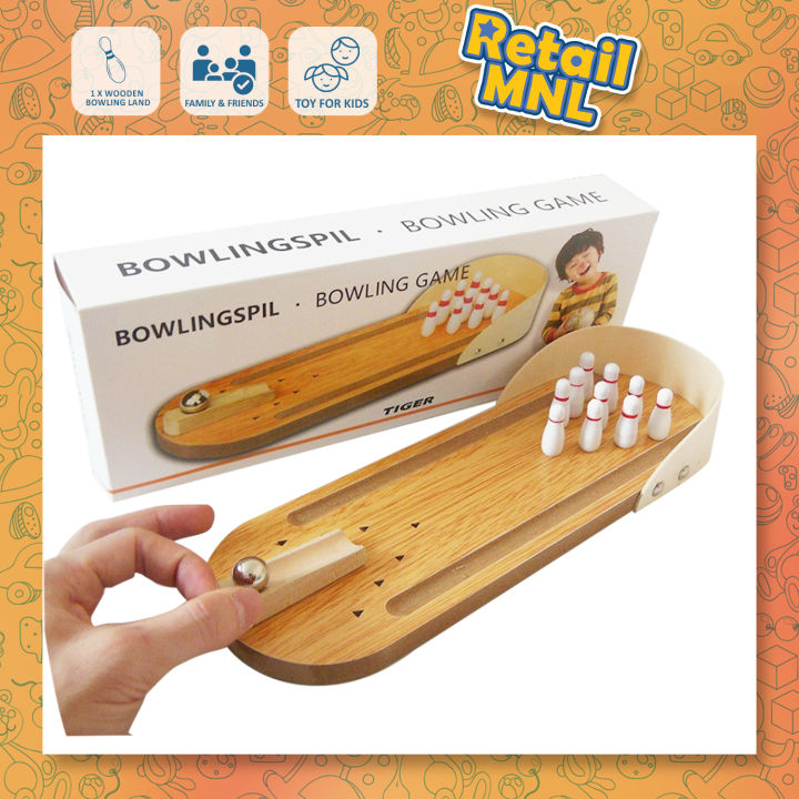 Retailmnl Mini Wooden Bowling Ball Table Set Desk Classic Toy Indoor ...