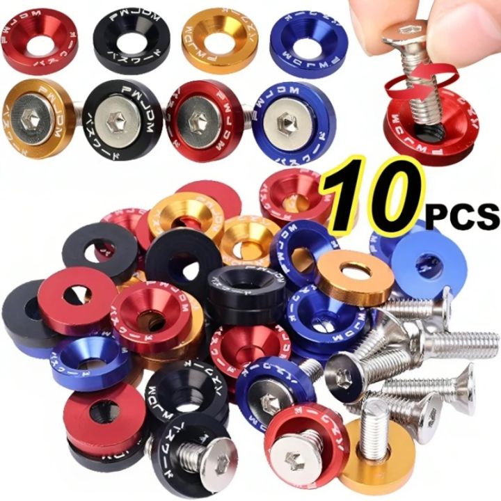 10Pcs Car Modified Hex Fasteners Fender Washer Bumper Engine Concave ...